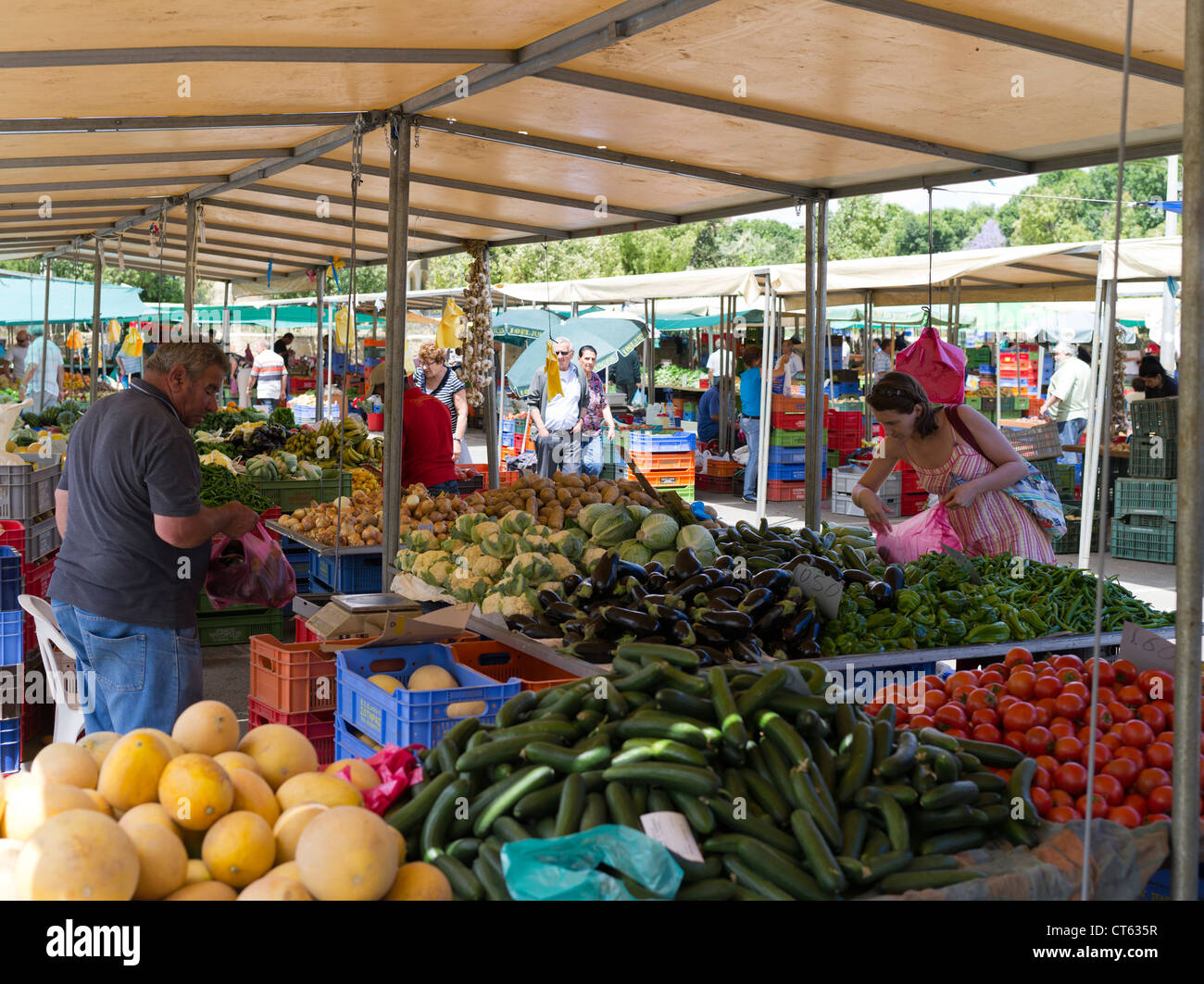 dh Lefkosia Saturday Market NICOSIA SOUTH CYPRUS Local woman customer ...