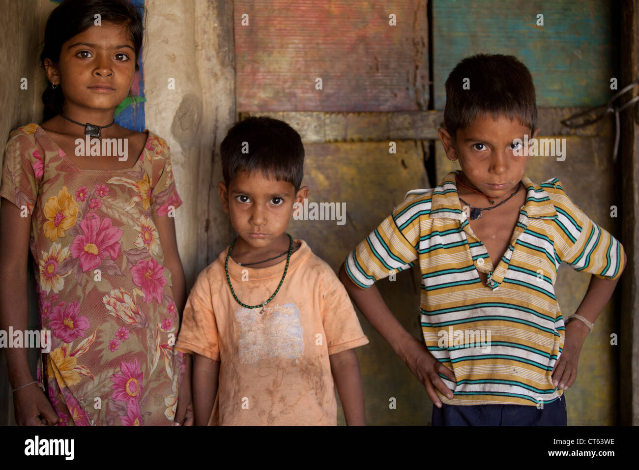 Three Rajasthani Children Stock Photo - Alamy