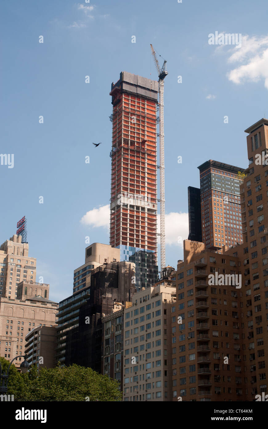 The under construction luxury tower One57, center, on west 57th Street ...