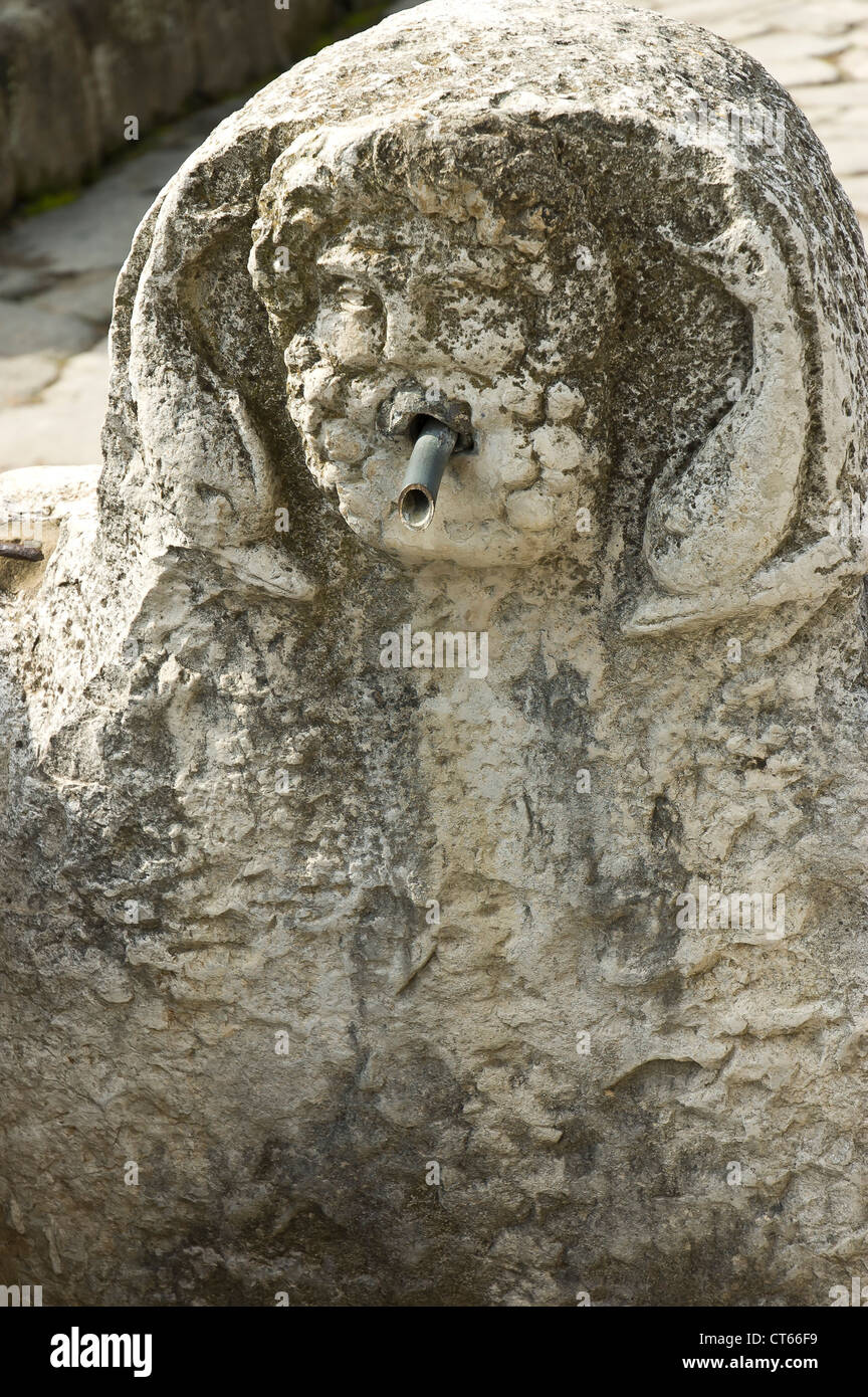 Neptune Fountain, ruins from the Vesuvius eruption in Herculaneum or ...