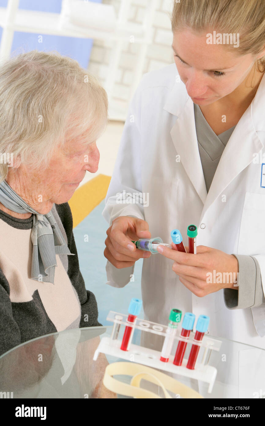 BLOOD SPECIMEN, ELDERLY PERSON Stock Photo - Alamy