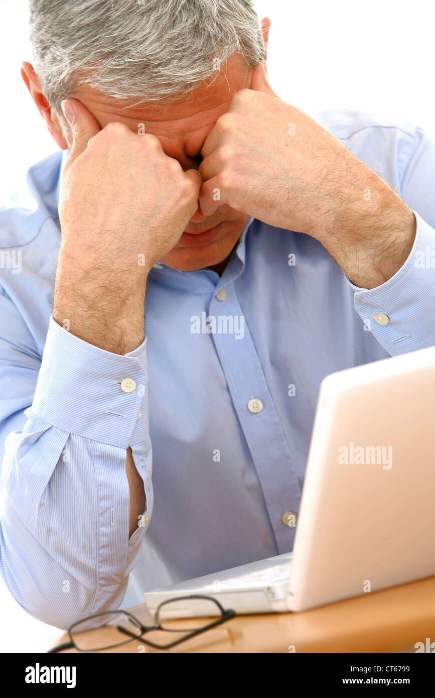 TIRED ELDERLY PERSON Stock Photo - Alamy