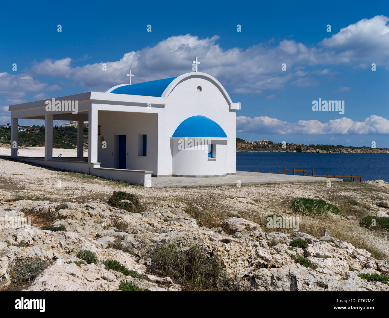 dh Agioi Anargyroi chapel CAPE GREKO CYPRUS ISLAND Above Konnos Bay ...