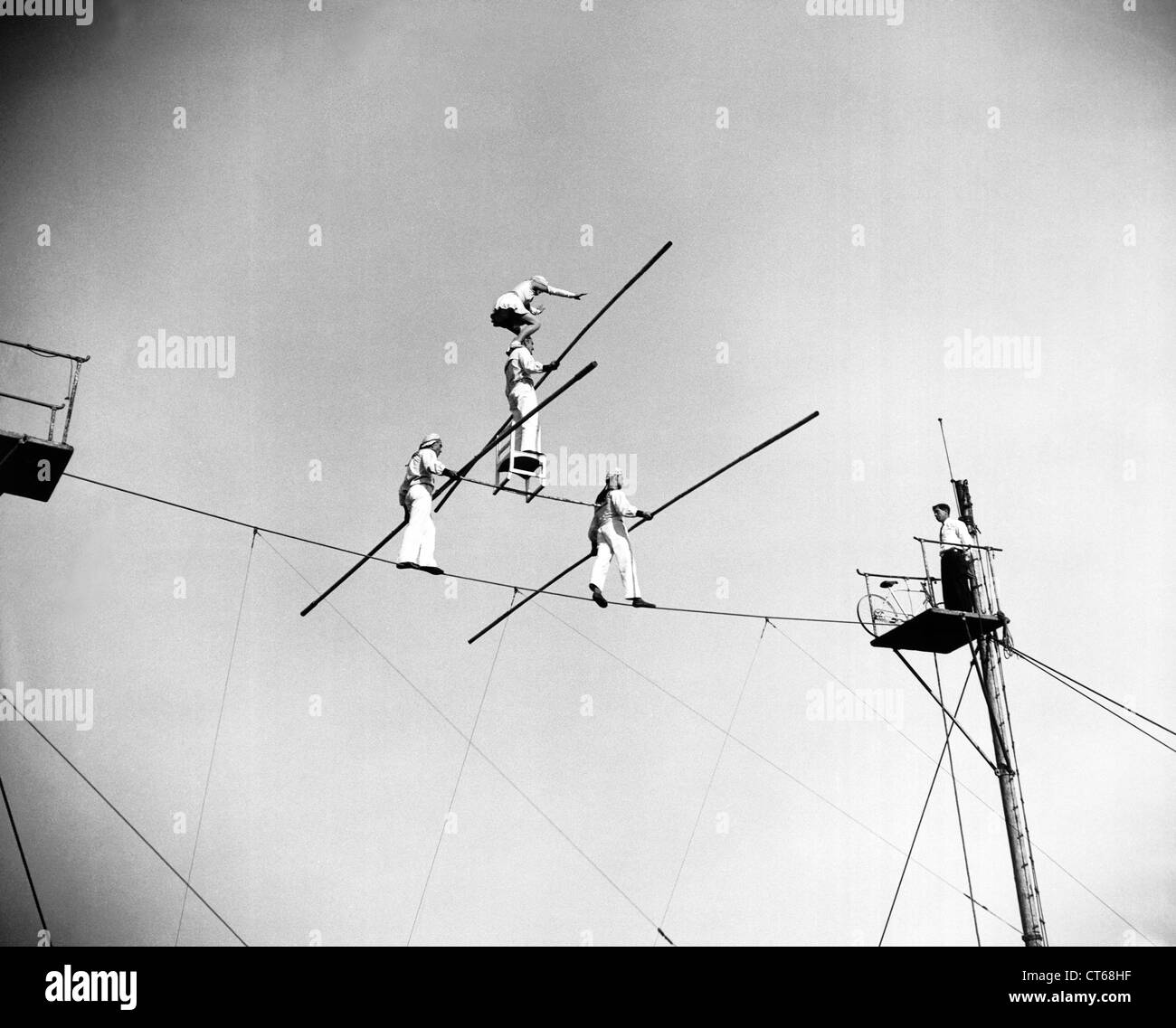 Tightrope highwire Black and White Stock Photos & Images - Alamy