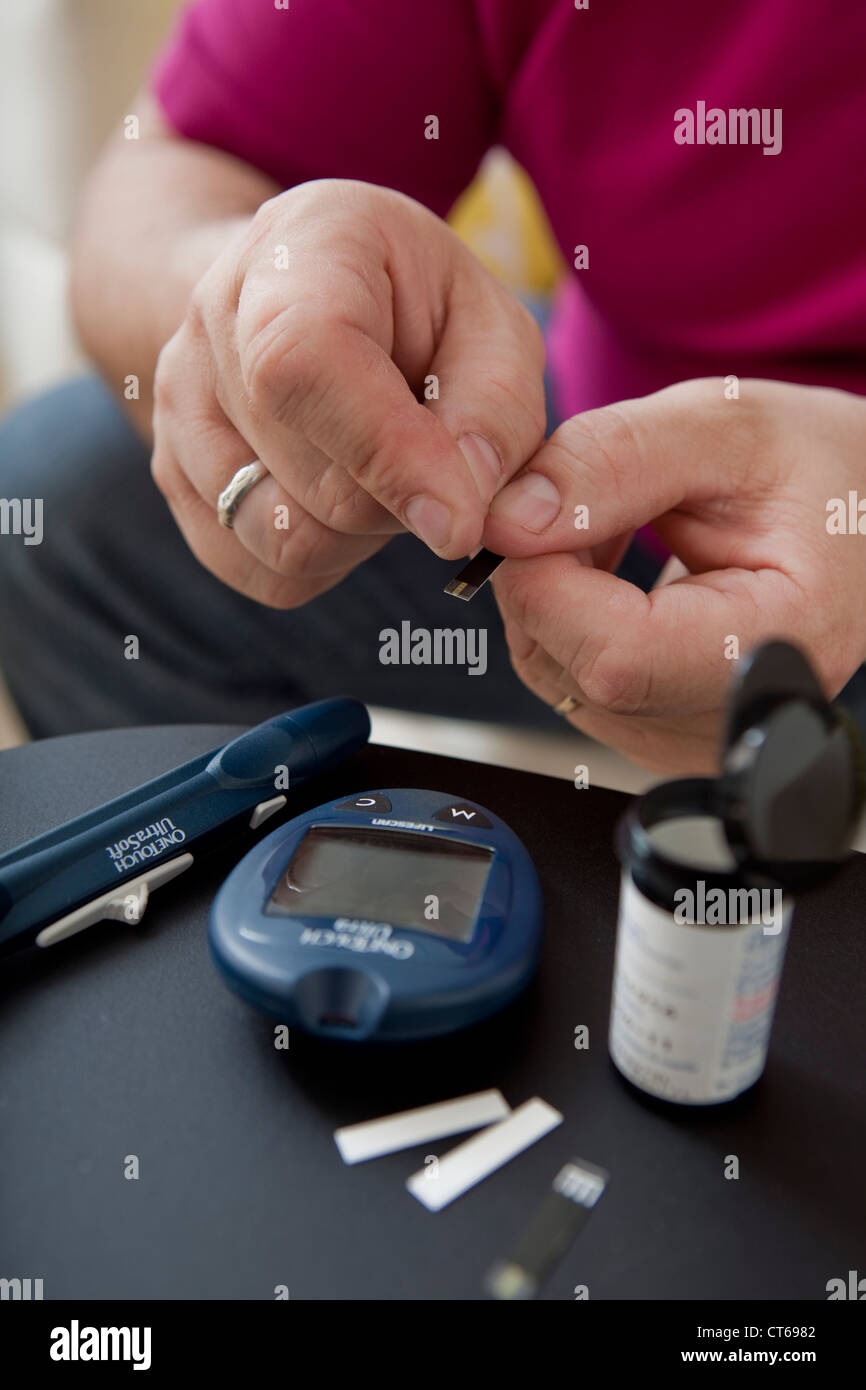 TEST FOR DIABETES, MAN Stock Photo - Alamy