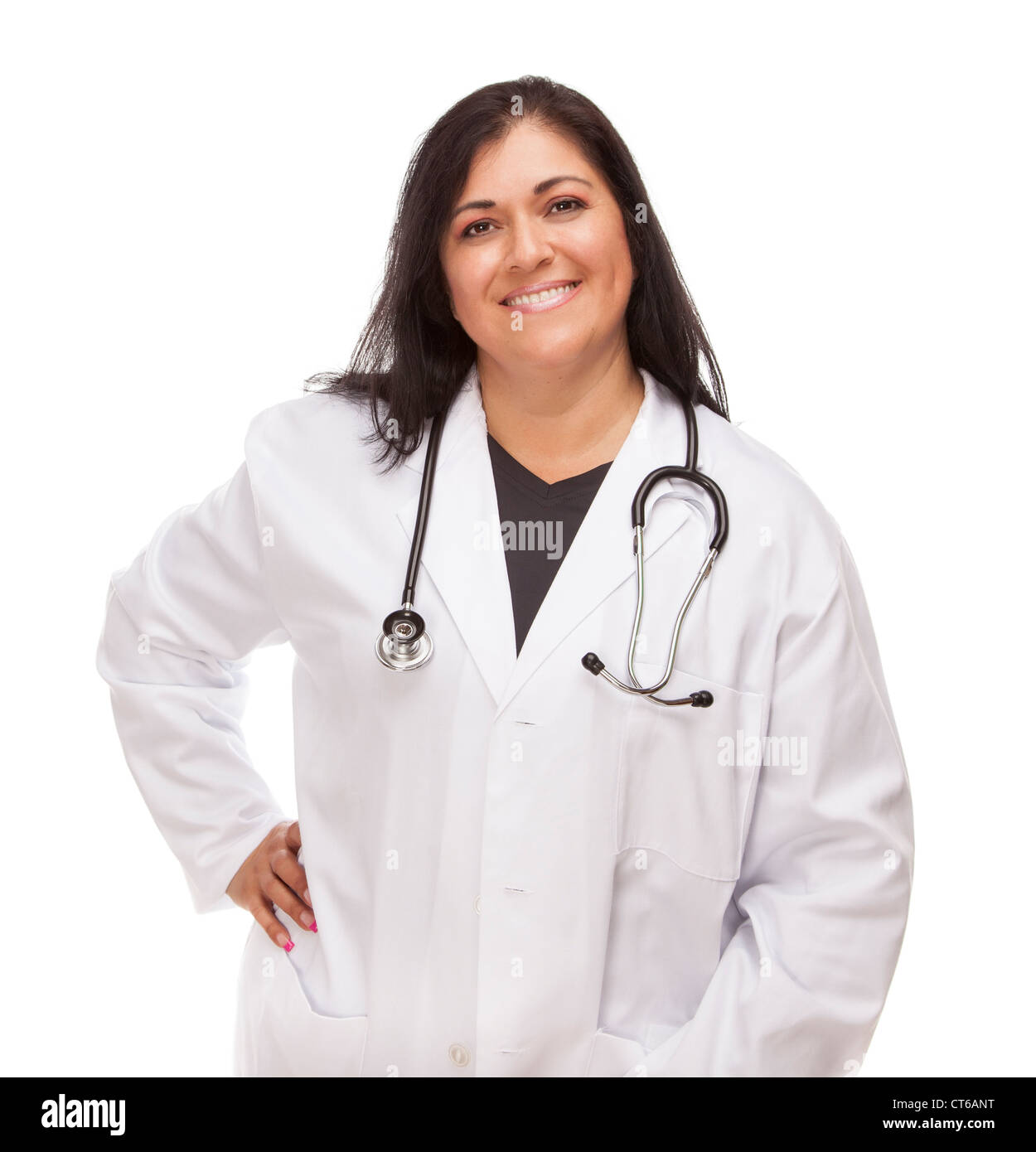 Attractive Female Hispanic Doctor or Nurse Isolated on a White ...