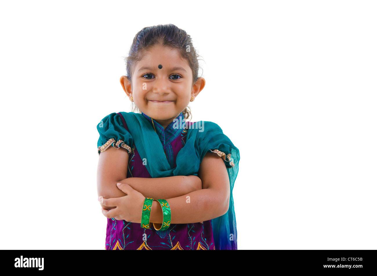 Cute little Indian girl, isolated white background Stock Photo - Alamy