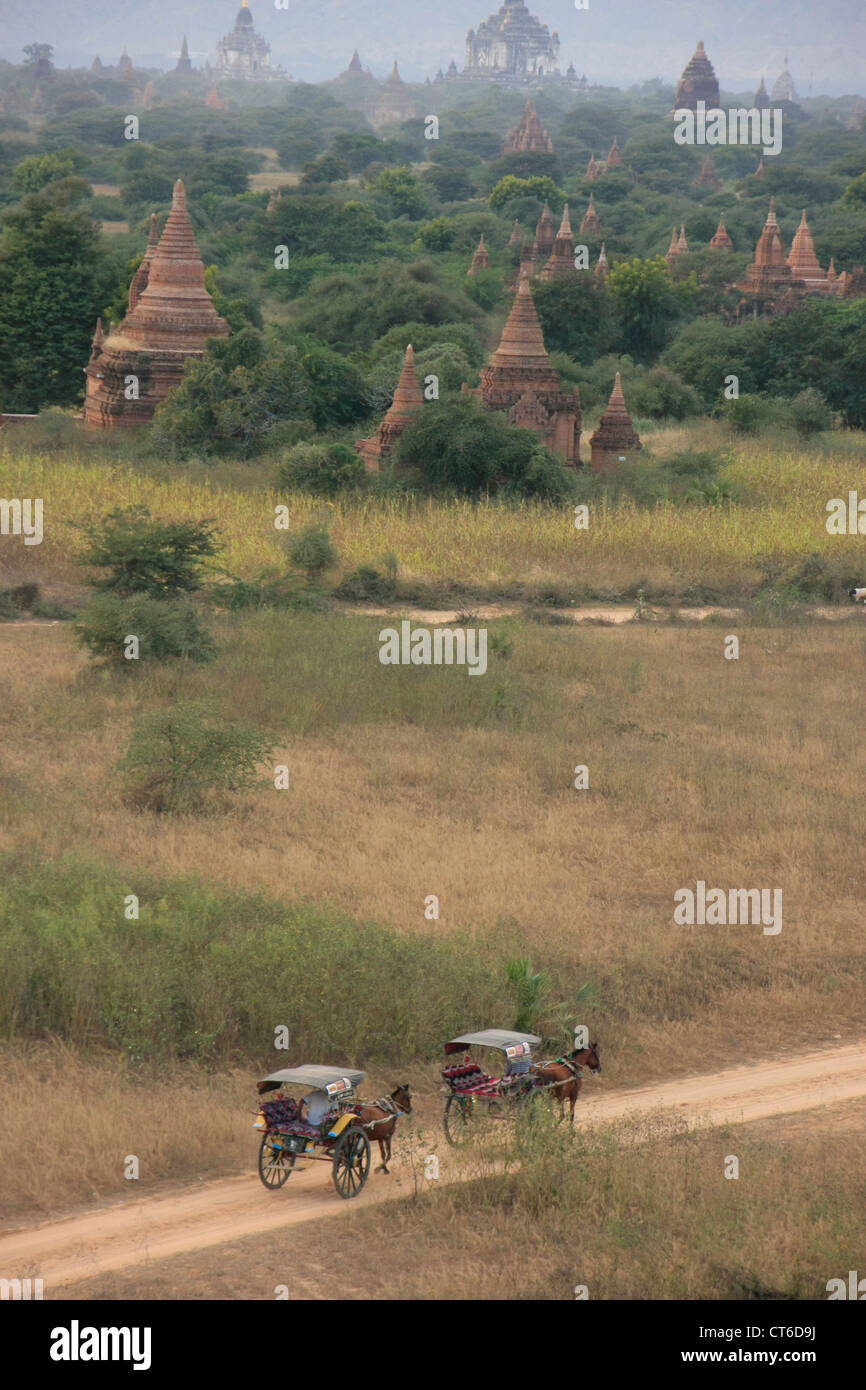 Tourist horse-carts in Bagan, Bagan Archaeological Zone, Mandalay ...