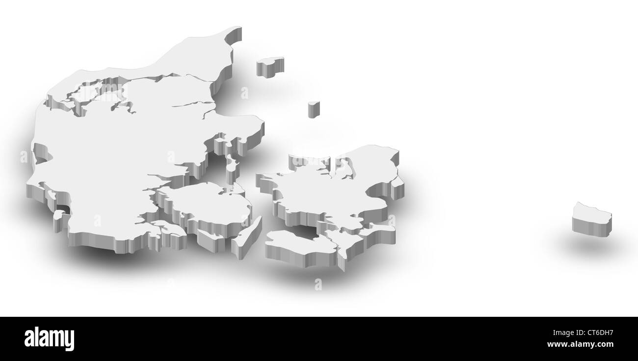 Political map of Danmark with the several regions Stock Photo - Alamy