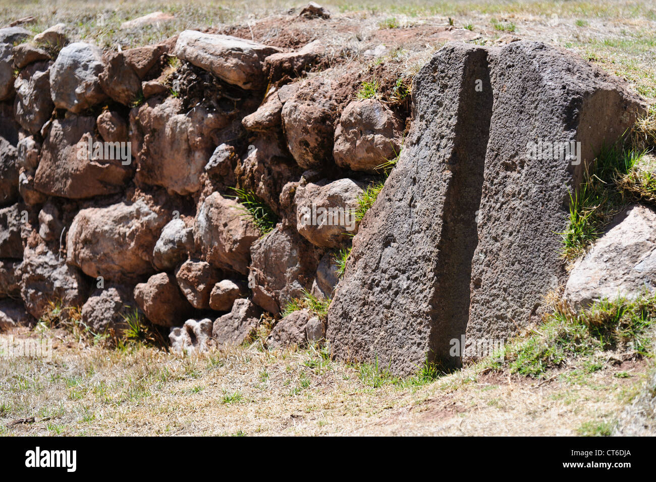 A water channel cut into circular terraces built by the Inca at Moray ...