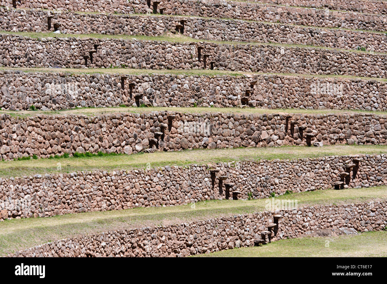 Circular terraces built by the Inca at Moray, near Urubamba, Peru Stock ...