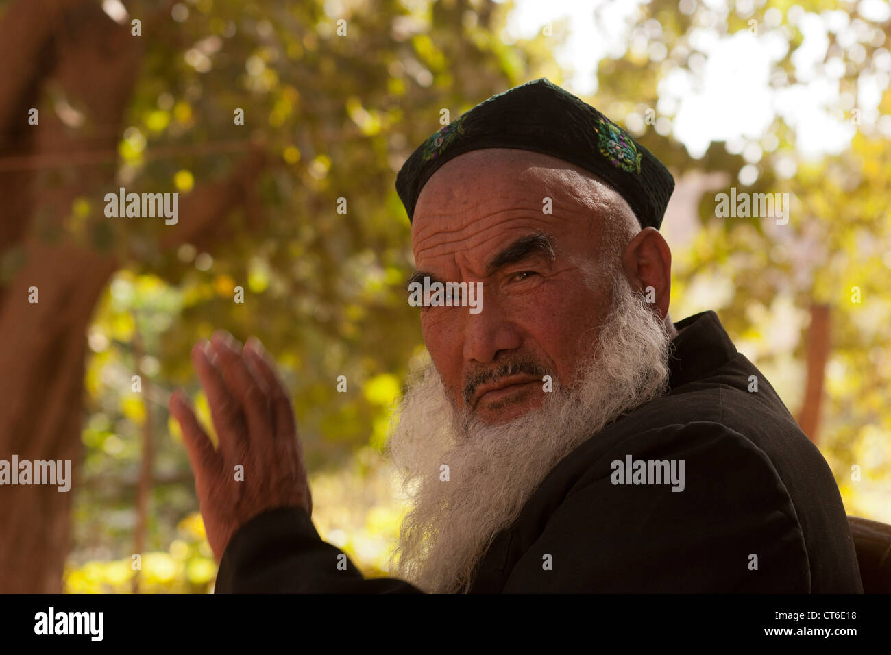 An Uighur villager in Maza village near Turpan, Xinjiang, China Stock ...