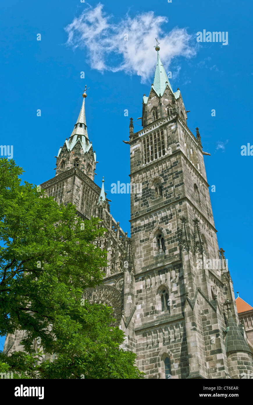 St. Lawrence Church in Nuremberg, Germany. Blue sky background Stock ...