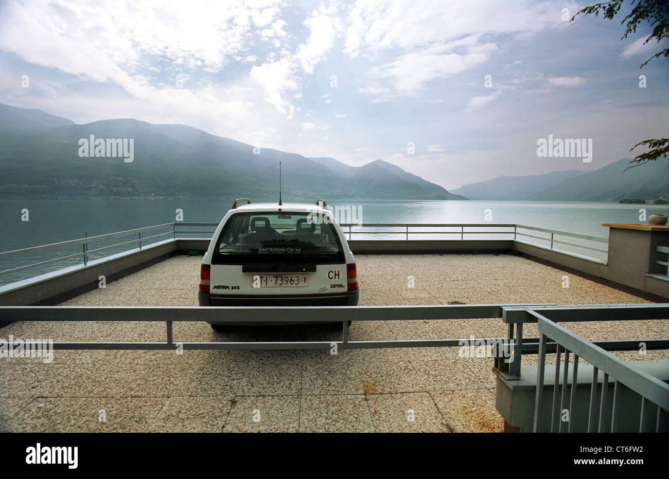 Car parked on a terrace on Lake Maggiore Stock Photo - Alamy
