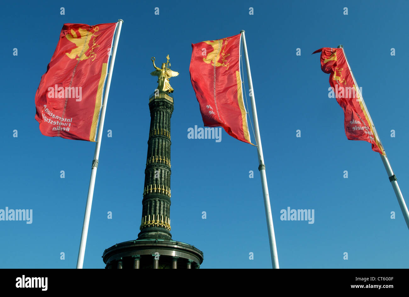 Flags of the Berlinale and Victory Column in Berlin Stock Photo - Alamy