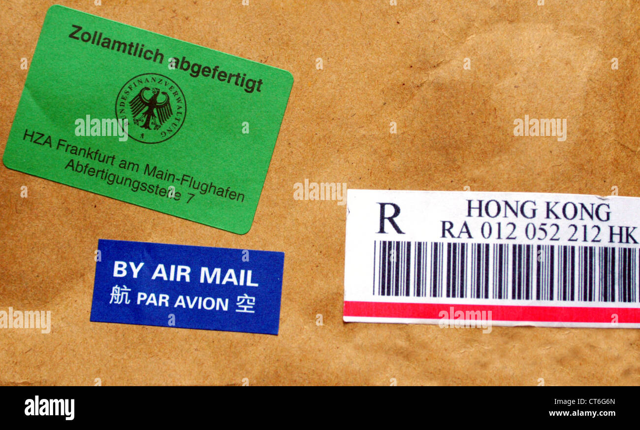 Package with customs endorsement Stock Photo - Alamy