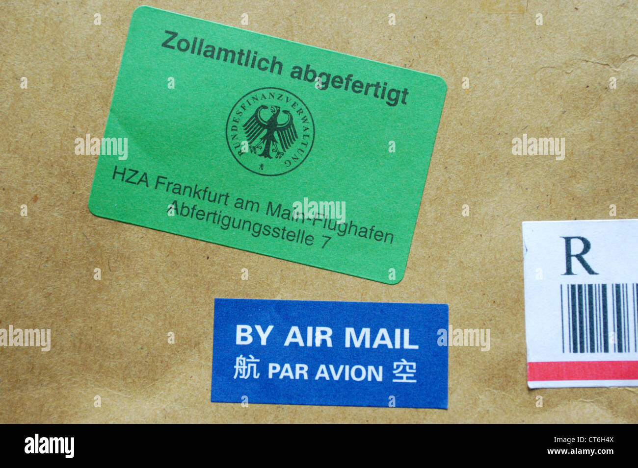 Package with customs endorsement Stock Photo - Alamy