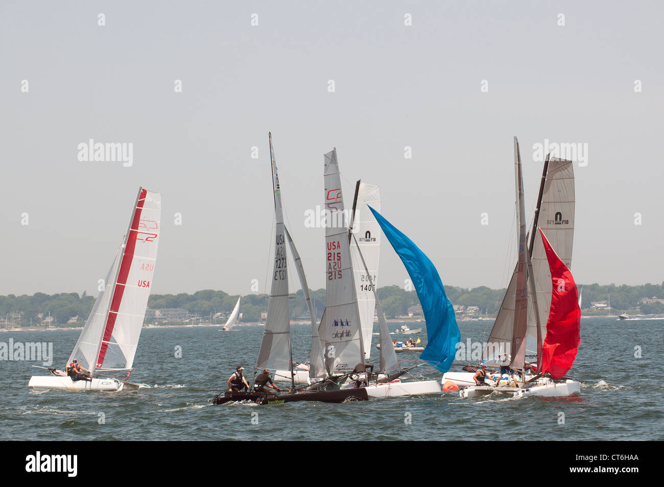 Newport Rhode Island high speed catamarans racing Stock Photo - Alamy