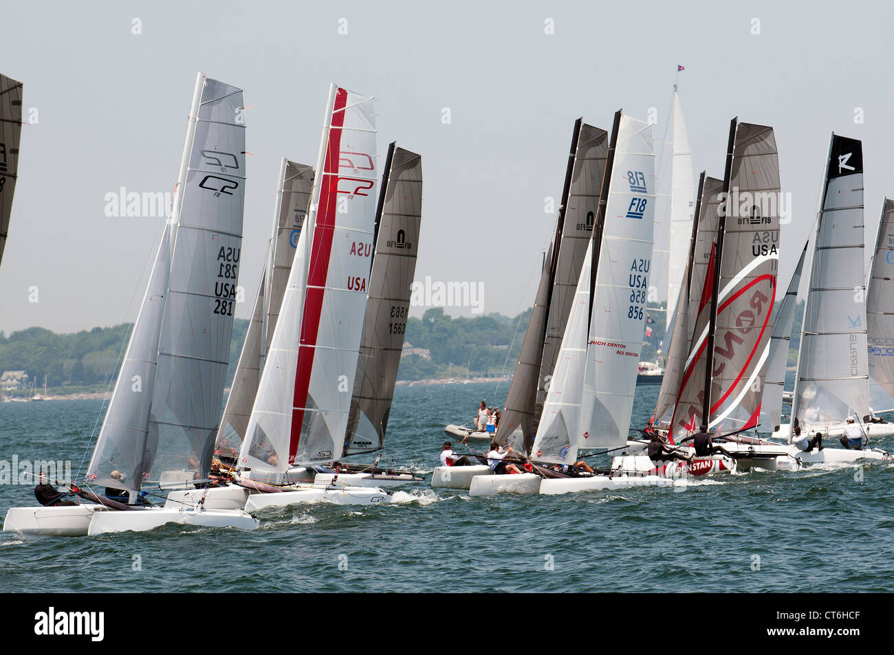 Newport Rhode Island high speed catamarans racing Stock Photo - Alamy