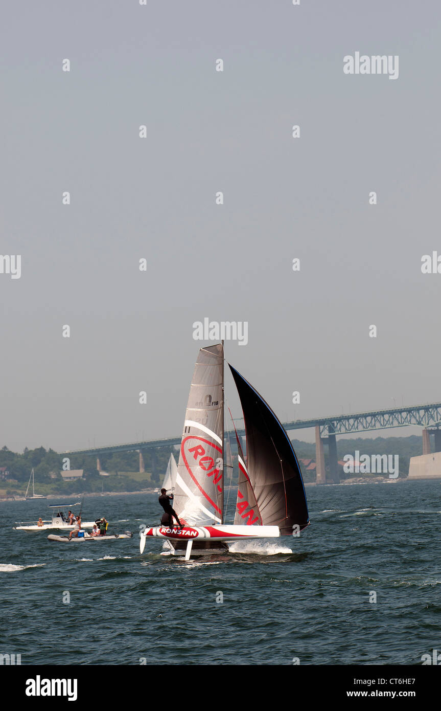 Newport Rhode Island high speed catamarans racing Stock Photo - Alamy