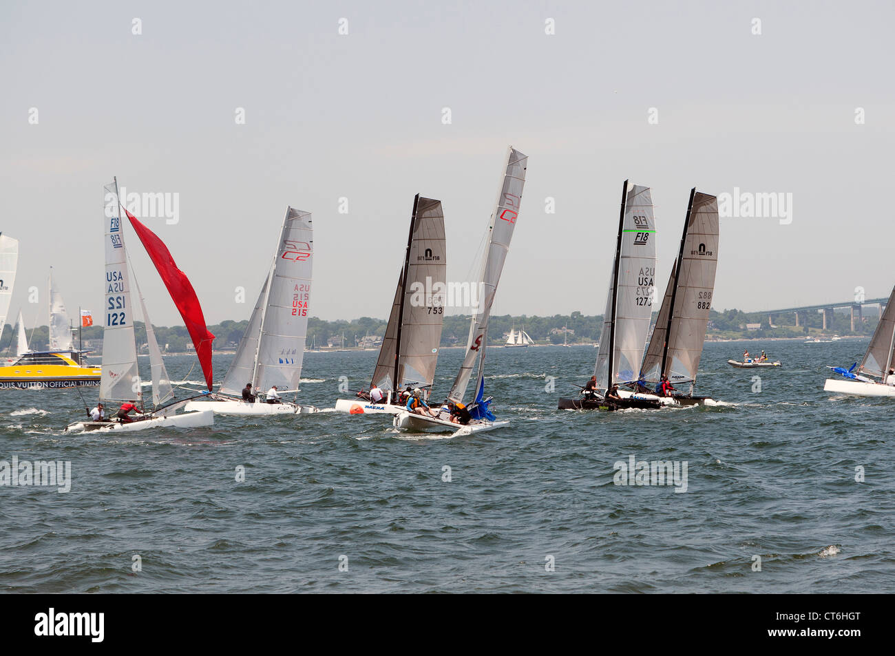Newport Rhode Island high speed catamarans racing Stock Photo - Alamy