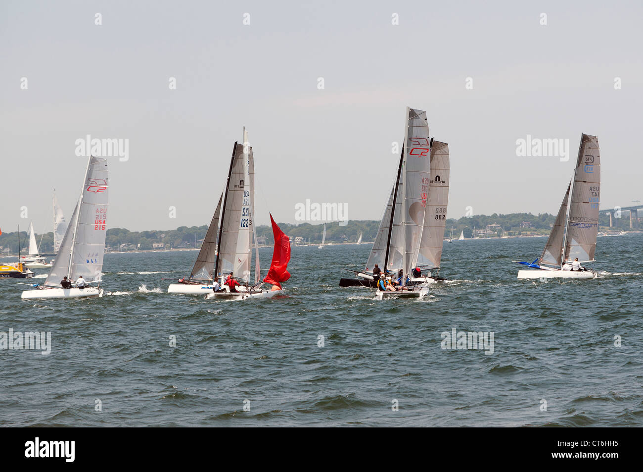 Newport Rhode Island high speed catamarans racing Stock Photo - Alamy