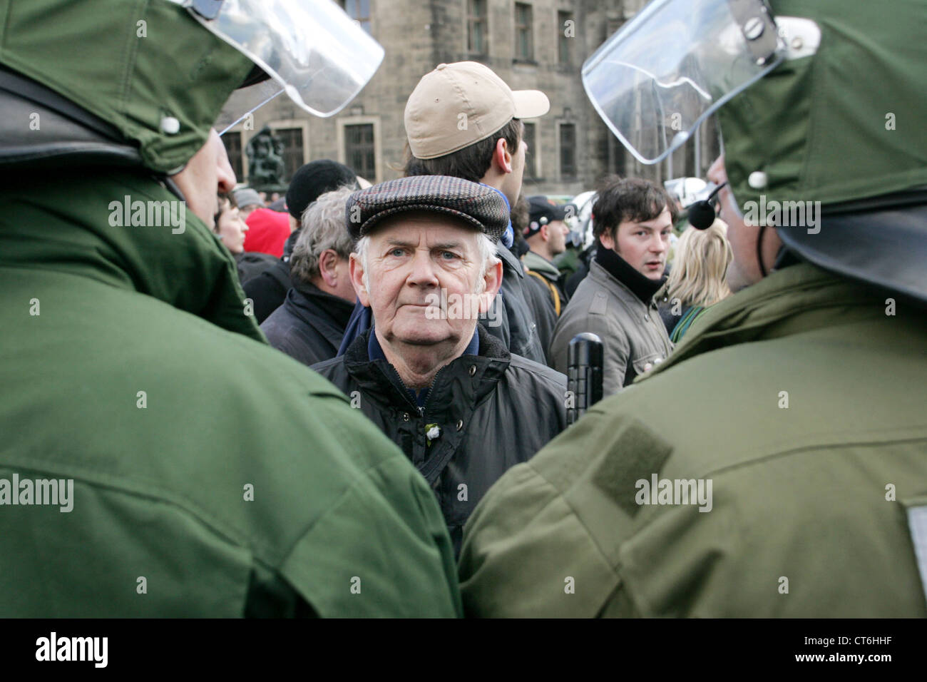 Demo against the Antifa to NPD march in Dresden Stock Photo - Alamy