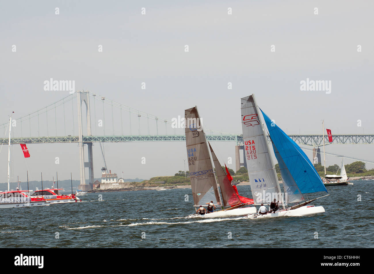 Newport Rhode Island high speed catamarans racing Stock Photo - Alamy