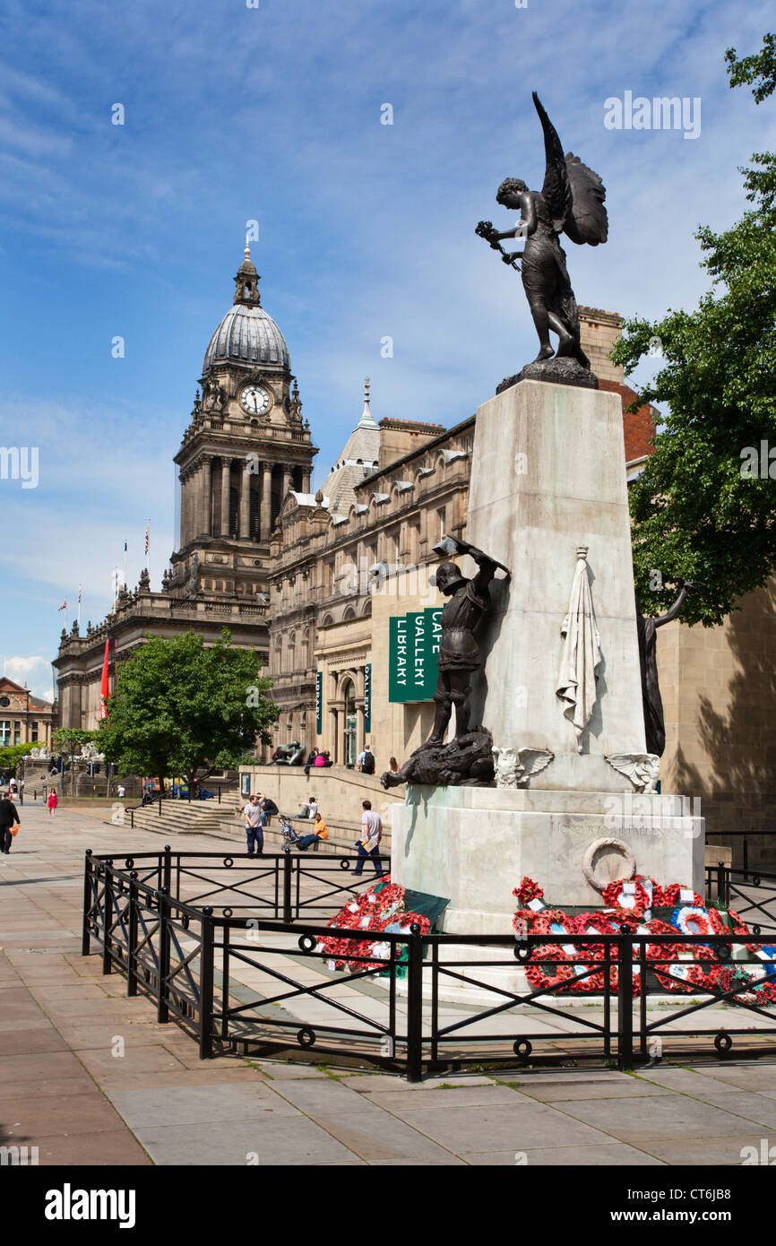 War Memorial and Town Hall on The Headrow Leeds West Yorkshire UK Stock ...