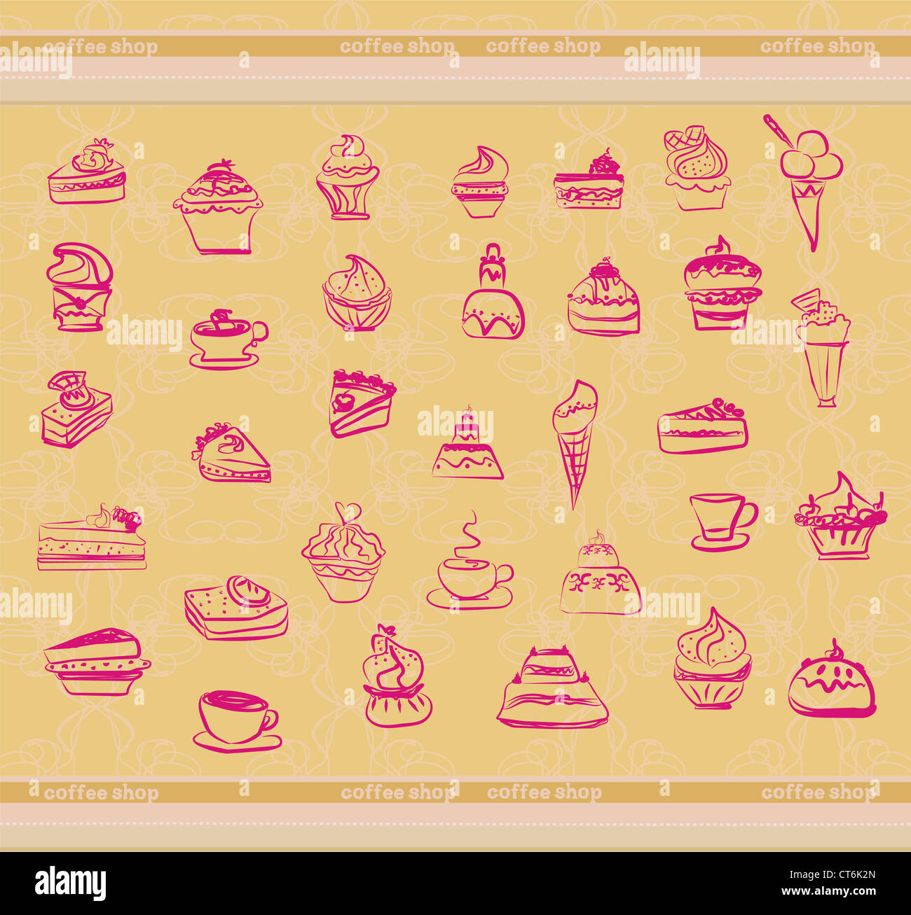 sweet dessert background set Stock Photo - Alamy