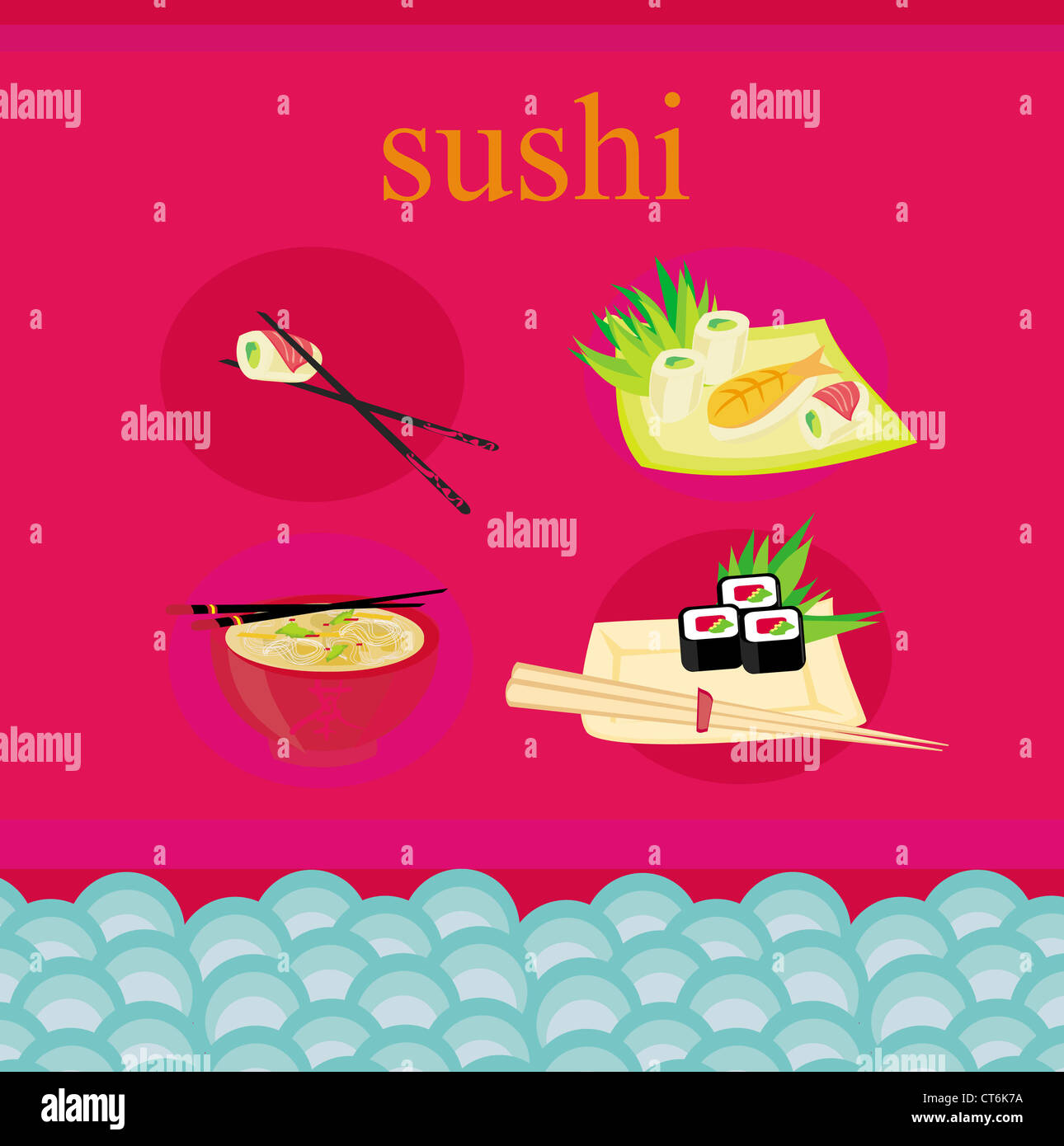 template of traditional Japanese food menu Stock Photo - Alamy