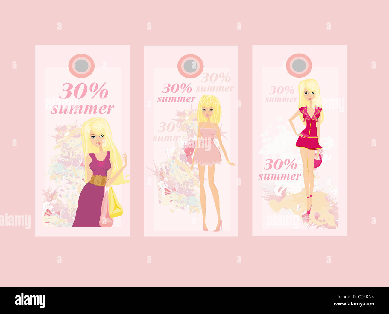 Price Tags With Fashion Girls vector set Stock Photo - Alamy