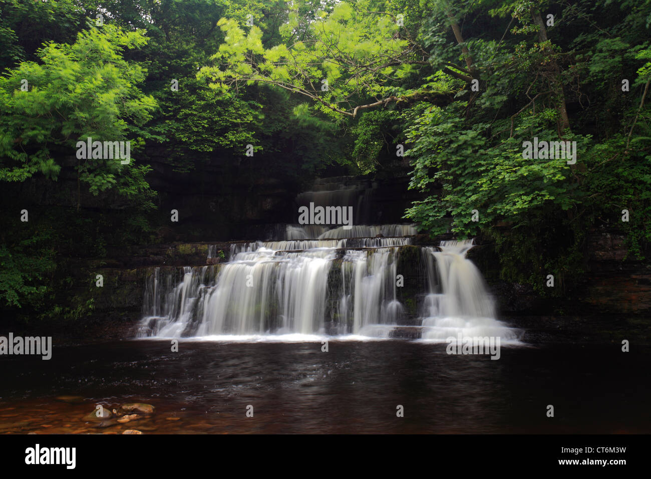 Cotter Force waterfall, River Ure, Wensleydale; Yorkshire Dales ...
