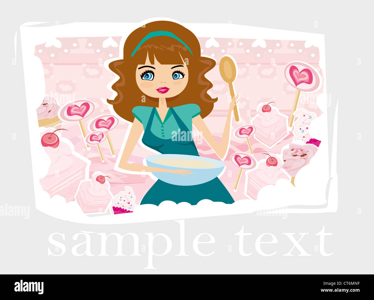 Beautiful lady cooking dessert Stock Photo - Alamy