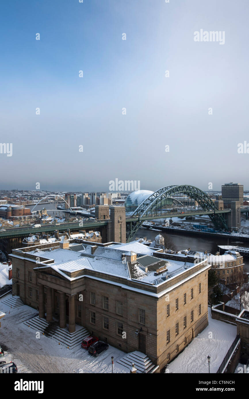 Newcastle Gateshead winter skyline, from roof of the Castle Stock Photo ...