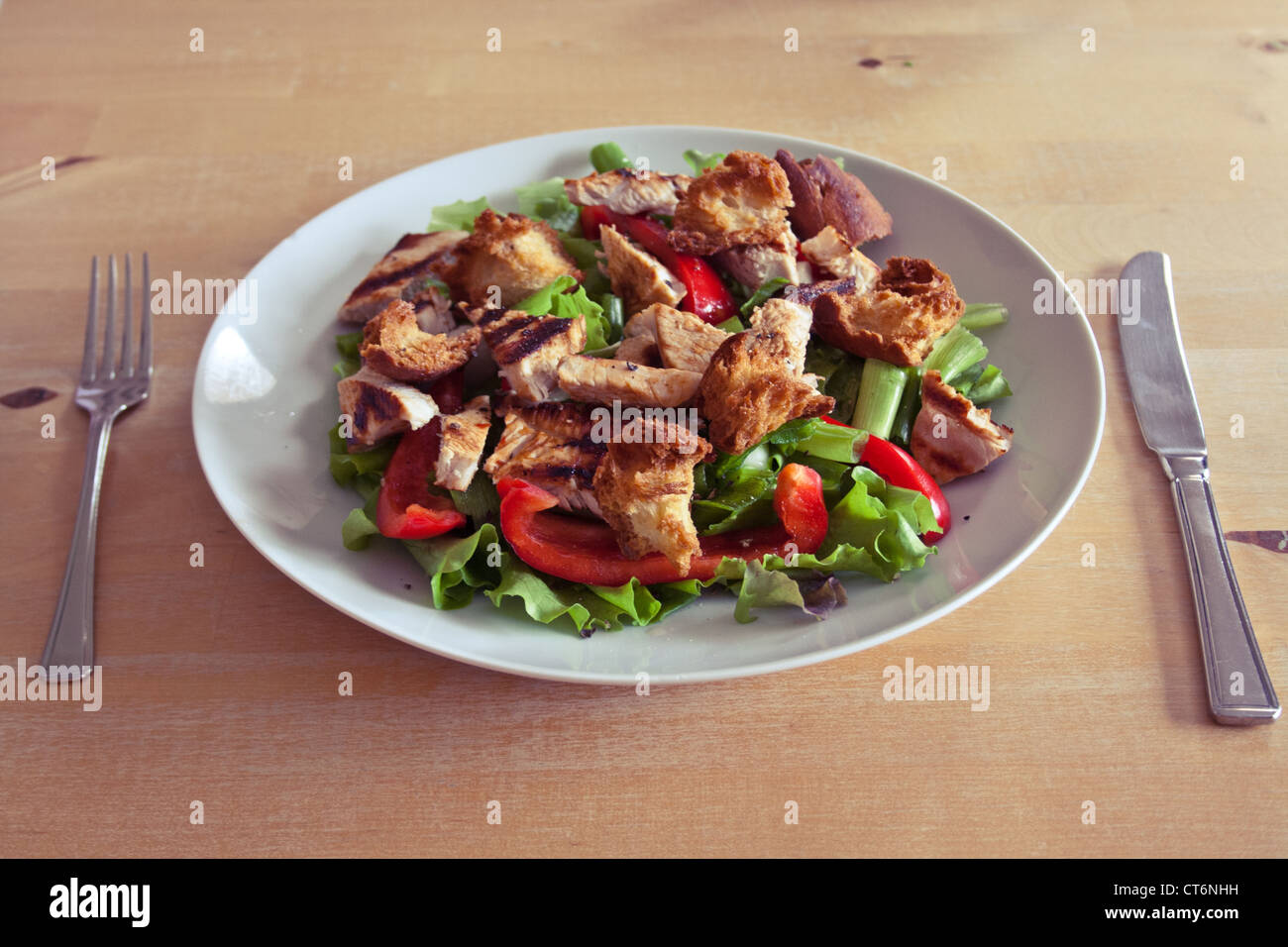 nandos chicken salad with red peppers and spring onion and home-made ...