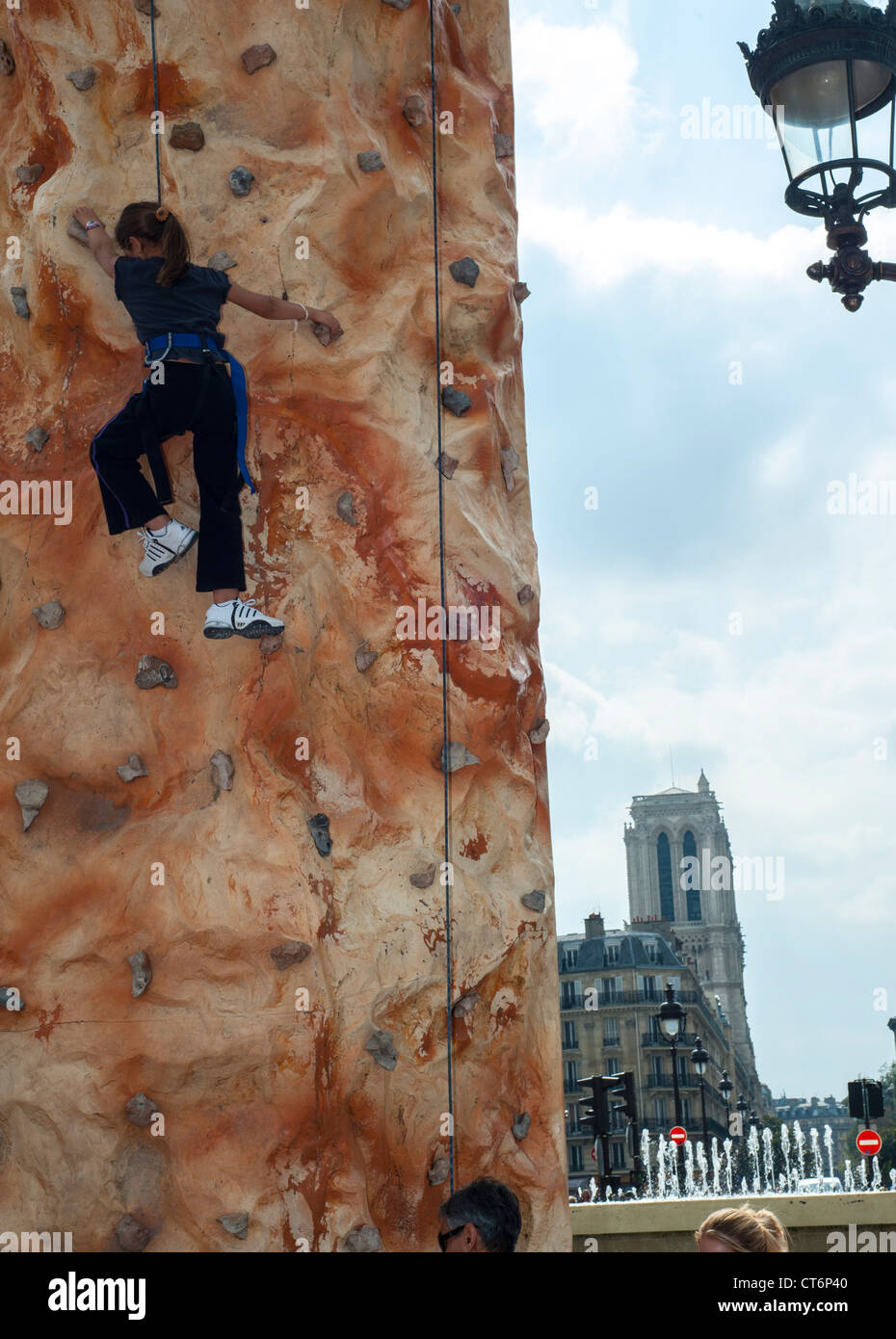 Paris, FRANCE - French Teen Students, Wall CLimbing Up, Escalade at ...