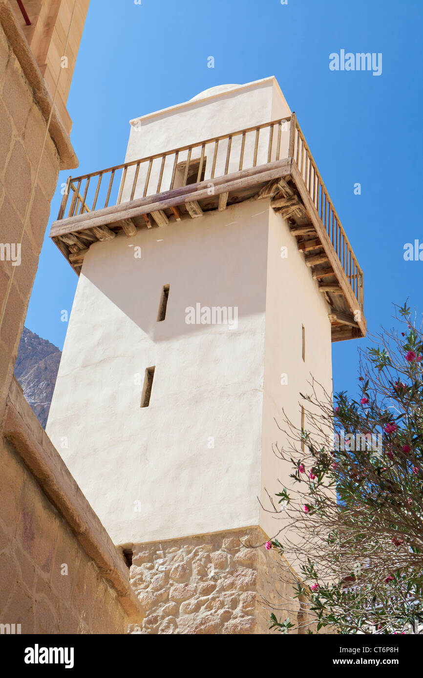 The minaret of the Fatimid mosque at the Monastery of St Catherine ...