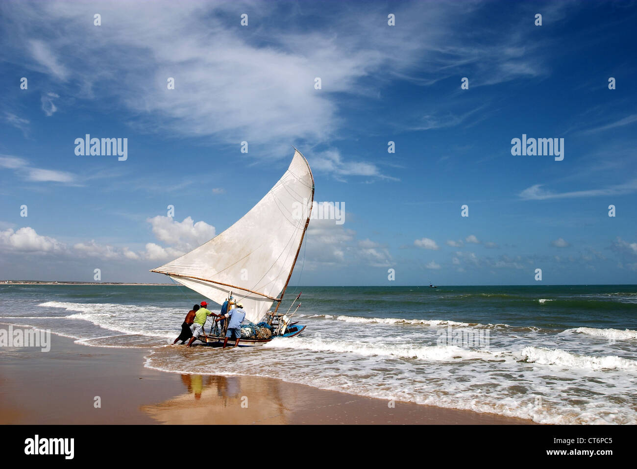 Fishing boat on the beach in Brazil Stock Photo - Alamy