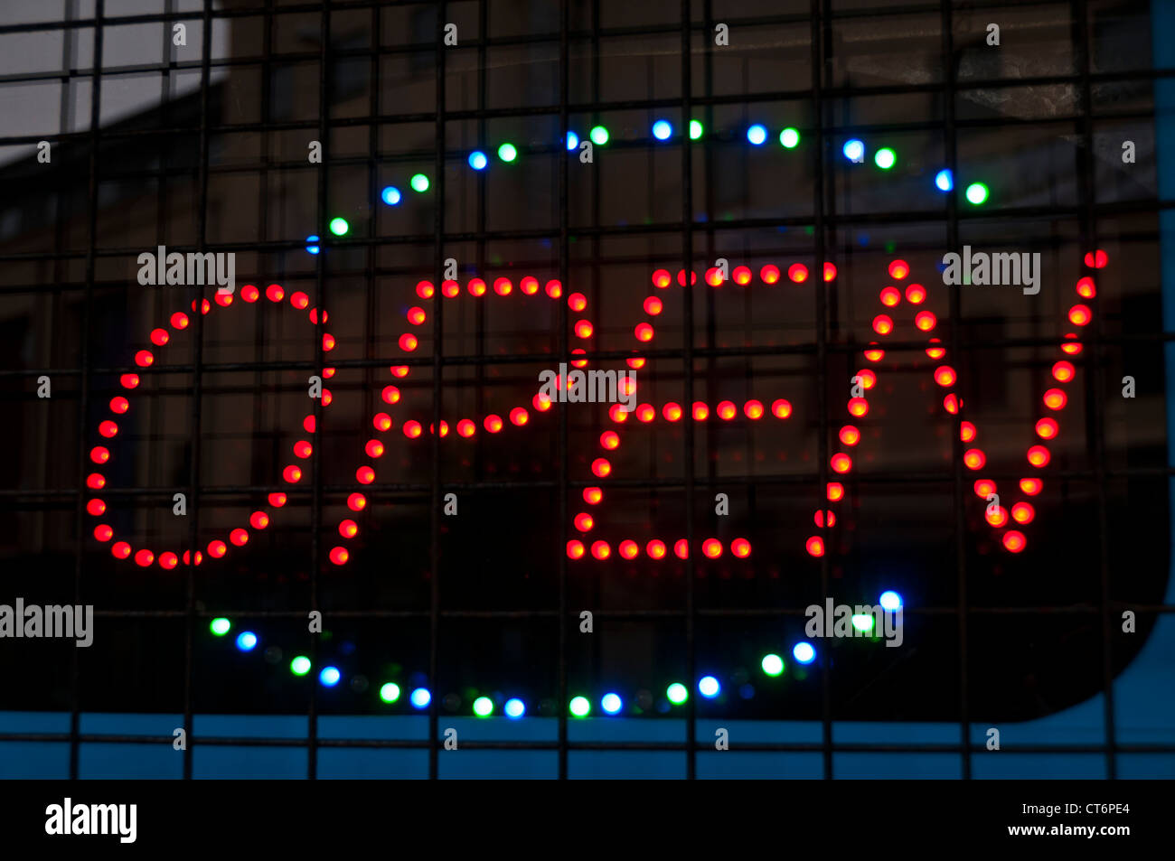 Open sign on shop window, UK Stock Photo - Alamy