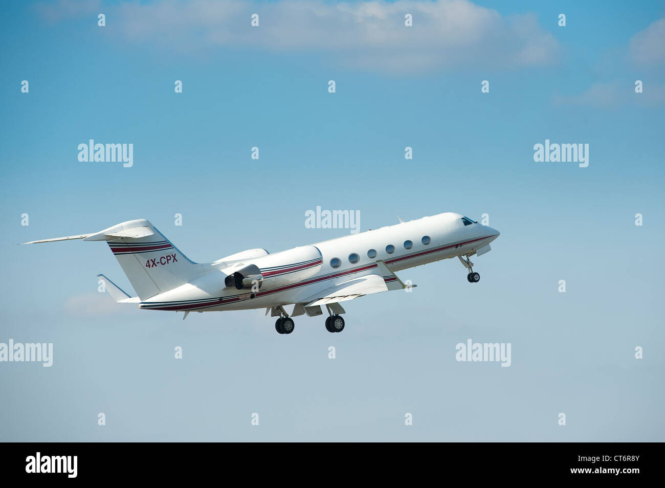 Aerospace Gulfstream IV jet taking off at Luton Airport, England Stock ...
