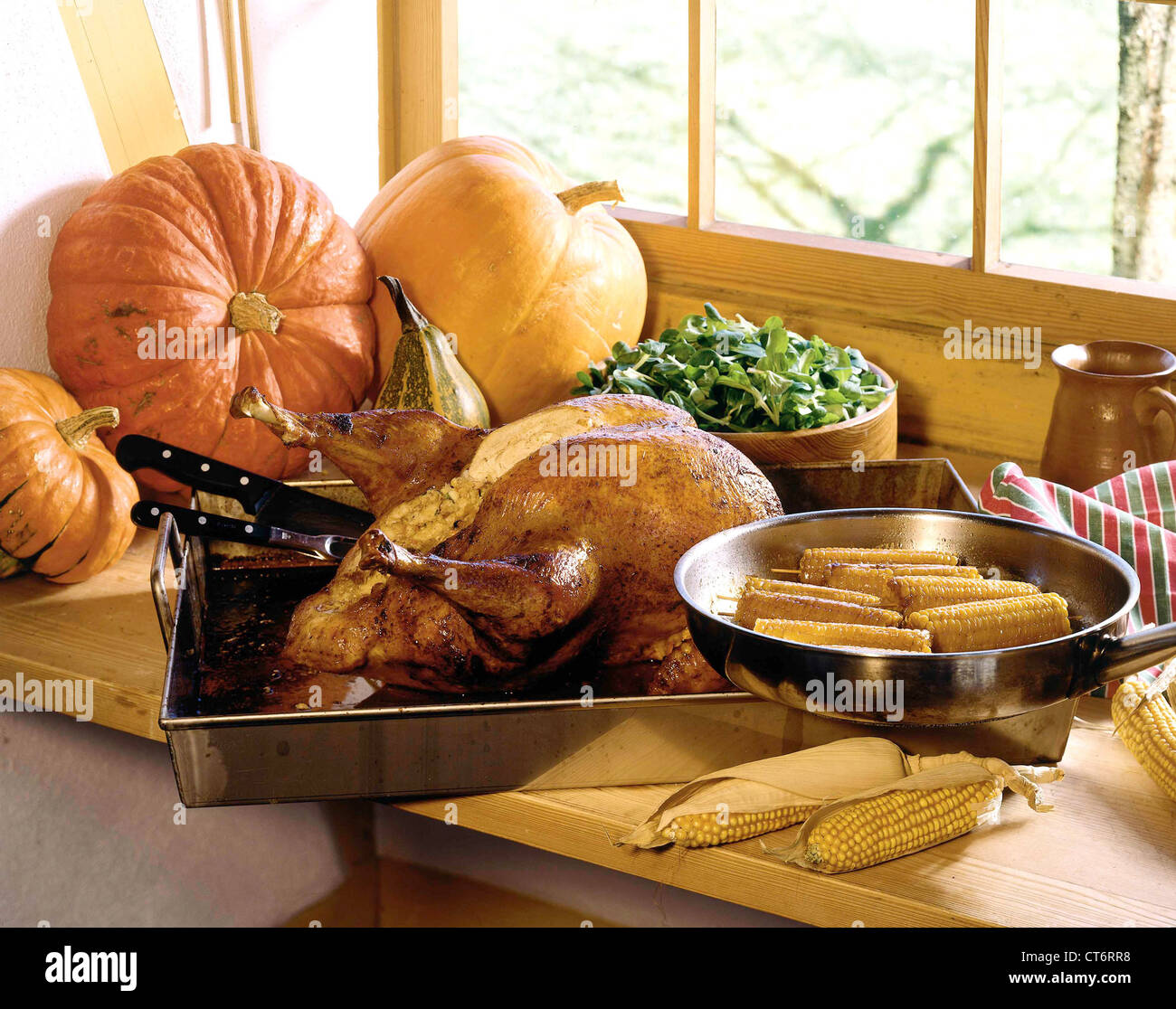 Turkey with corn on the cob Stock Photo - Alamy