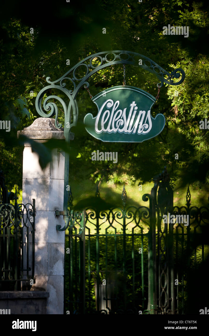 In Vichy, retro sign showing the Célestins thermal spring (France ...