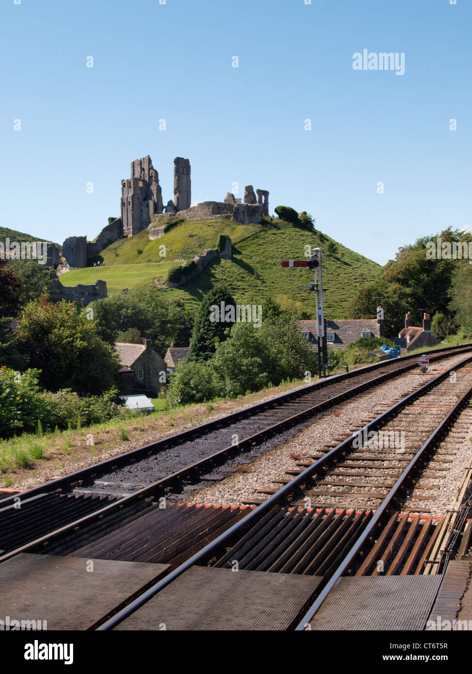 Train Tracks, Corfe Castle, Dorset, UK Stock Photo - Alamy