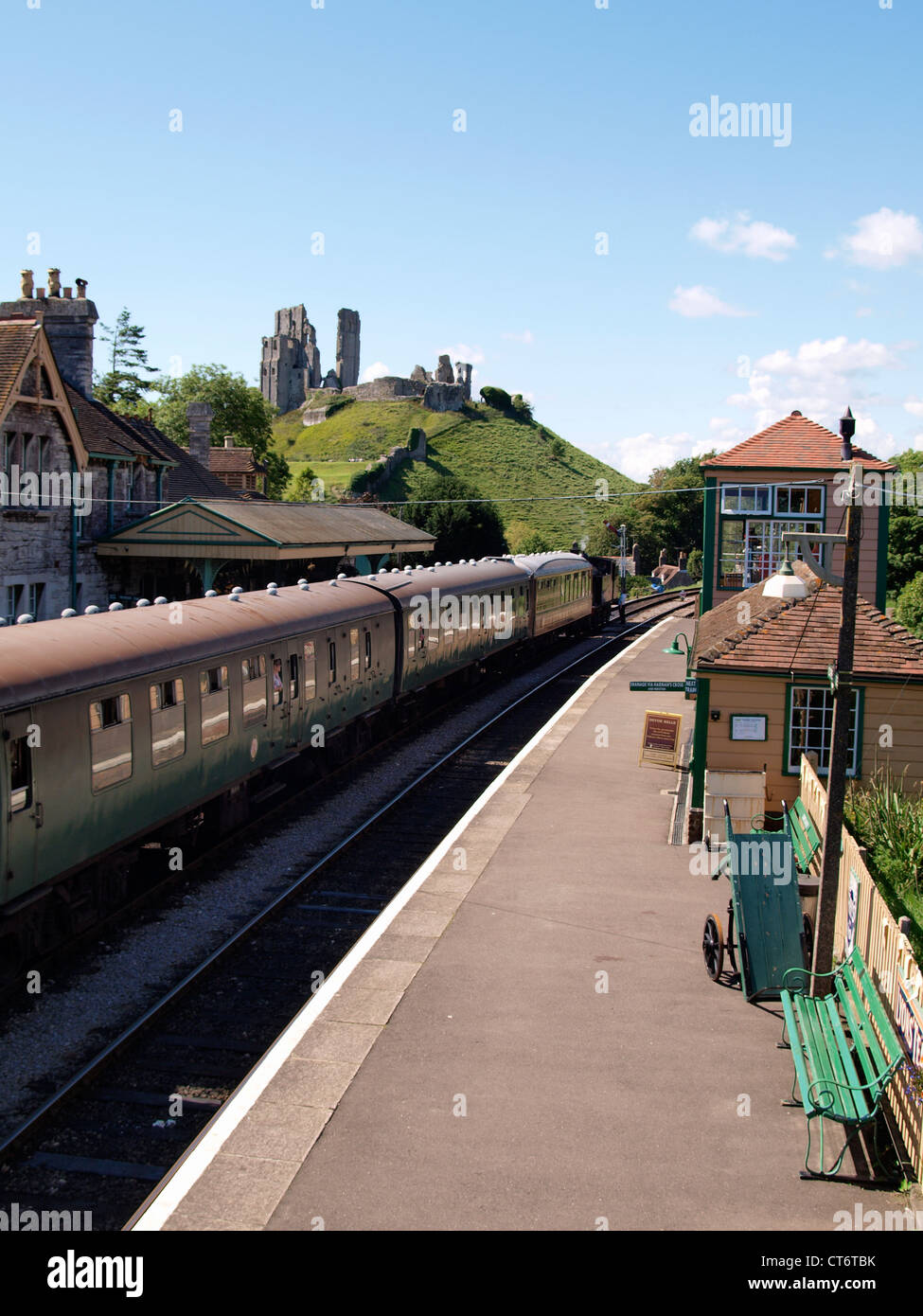 Steam train at Corfe Castle, Dorset, UK Stock Photo - Alamy