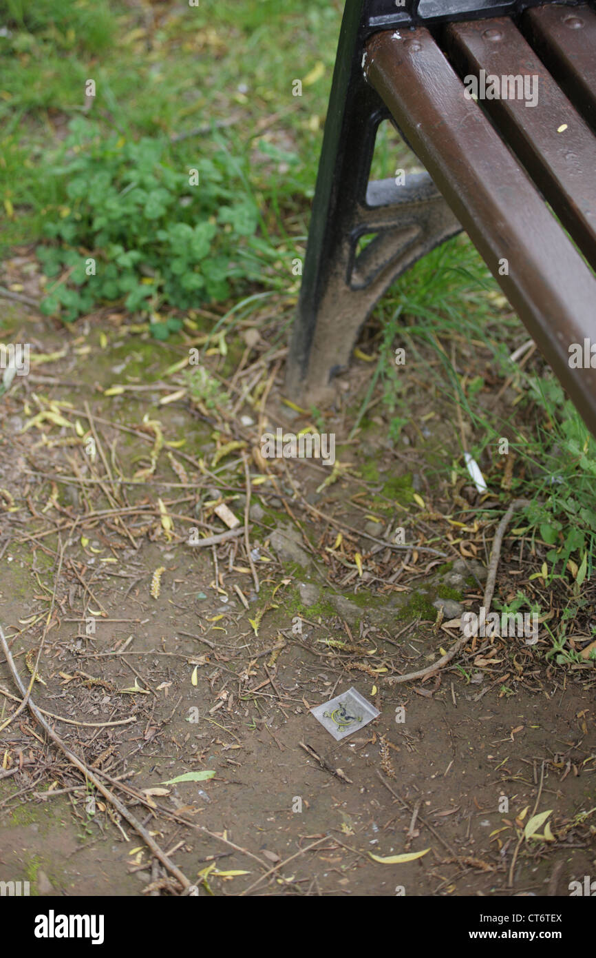 Drug bag litter in Chepstow, Wales Stock Photo - Alamy