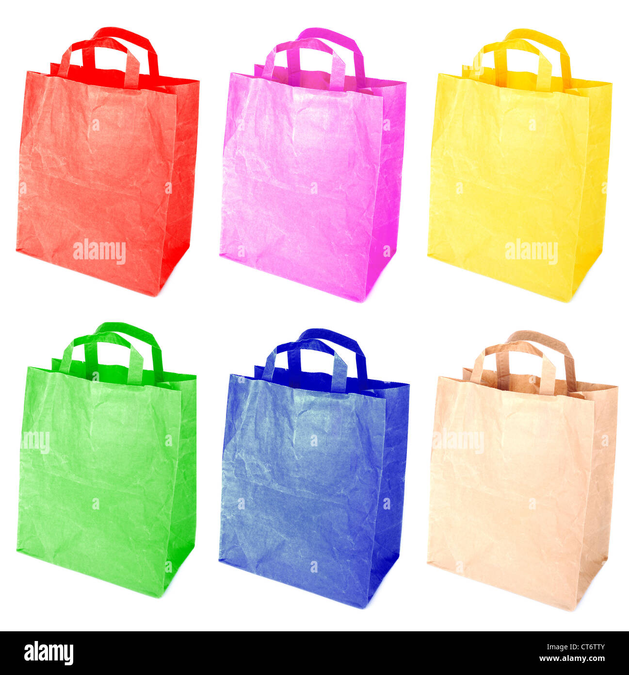 Colorful paper bags isolated on a white background Stock Photo - Alamy