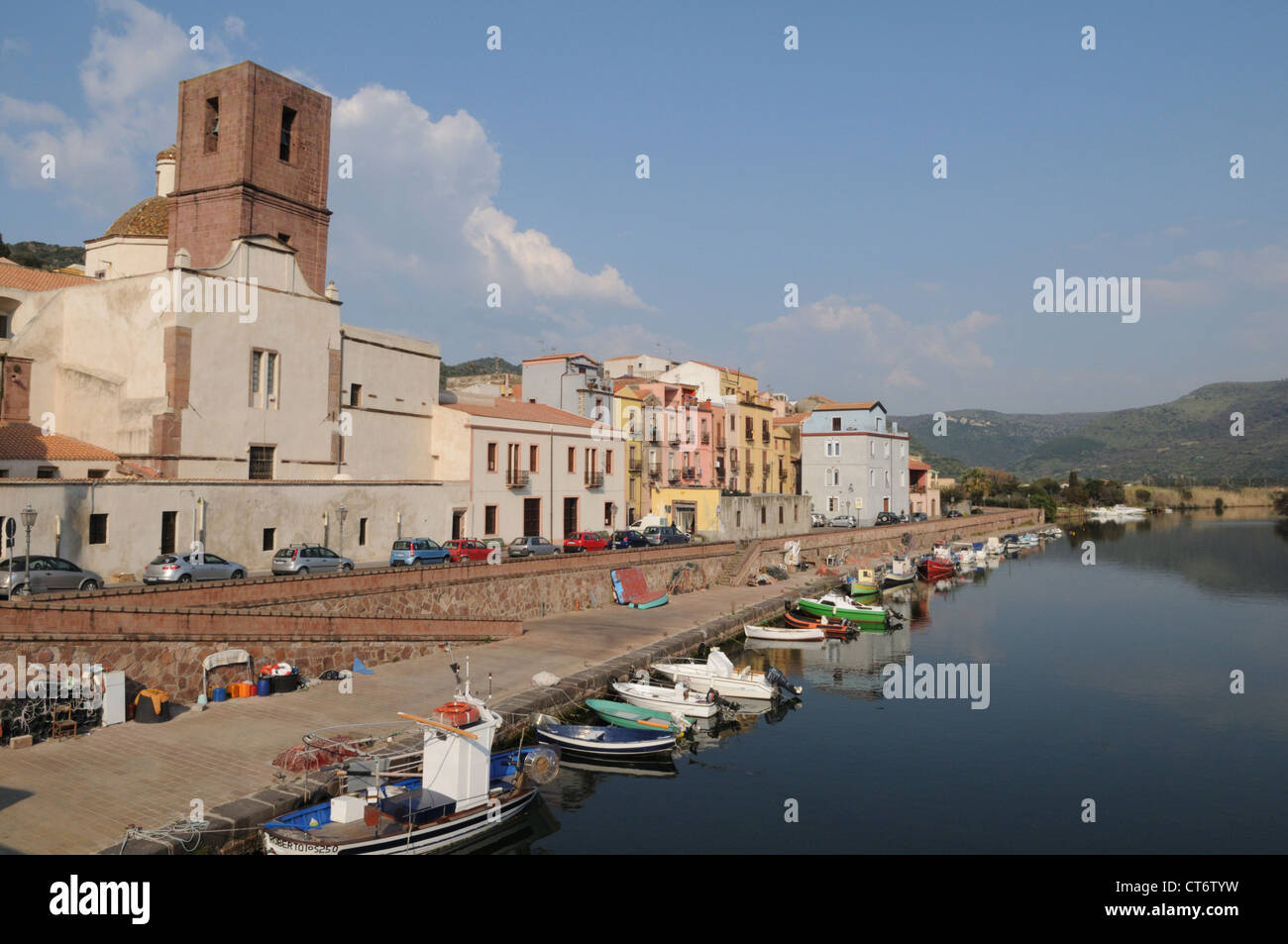a View on the Bosa village and the Temo river, Sardinia Stock Photo - Alamy