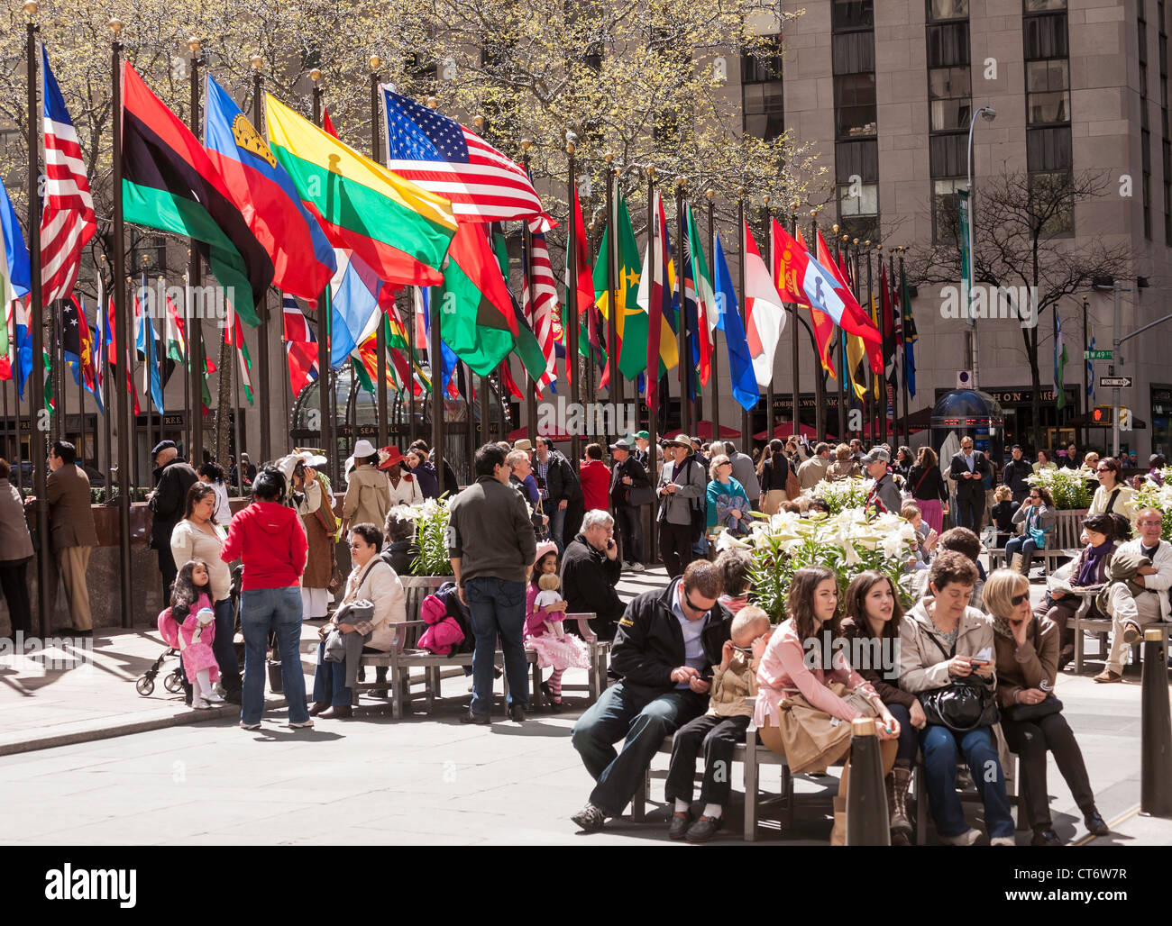National flags outside the rockefeller center hi-res stock photography ...