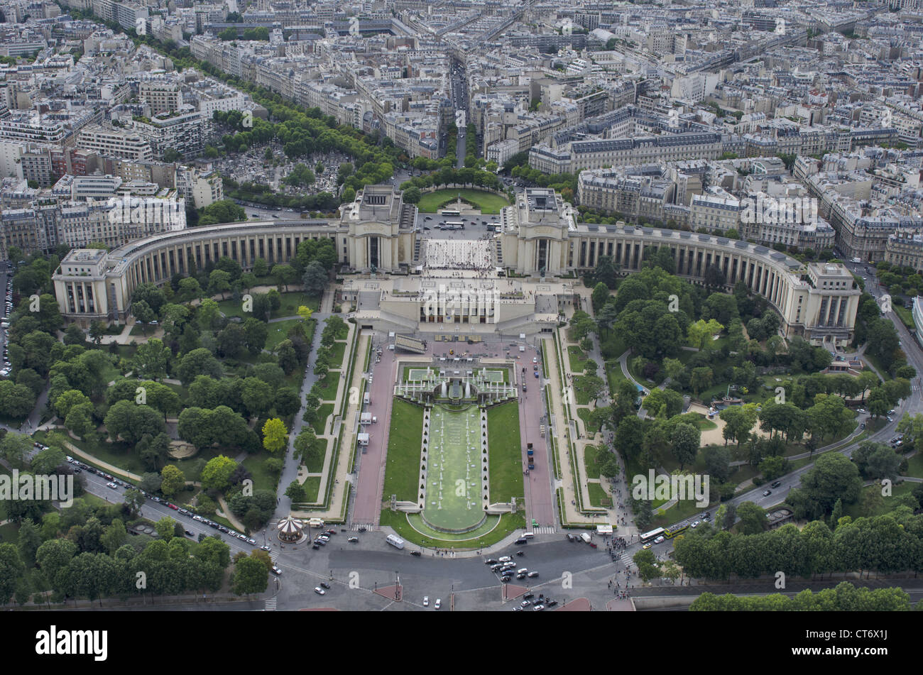 Aerial view of Palais de Chaillot or Chaillot Palace, Paris, France ...